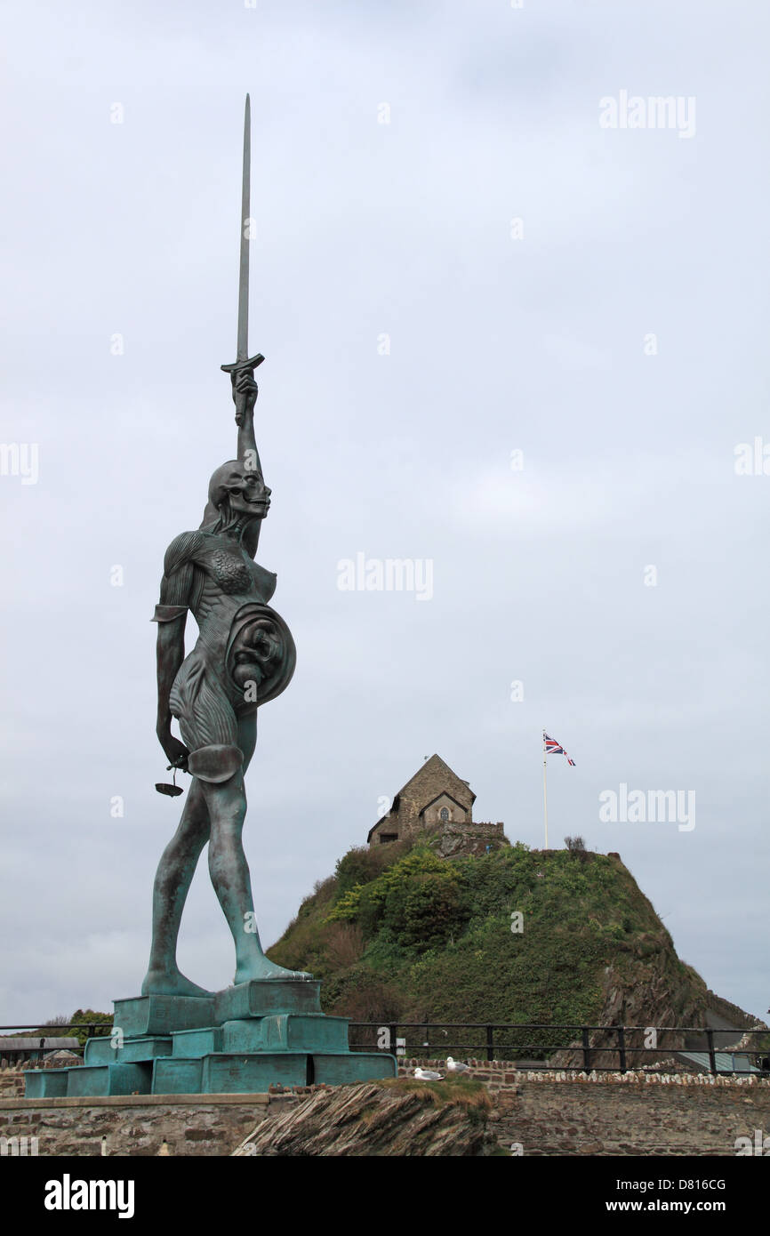 Damien Hirst's Verity and St Nicholas's Chapel, Ilfracombe Harbour ...
