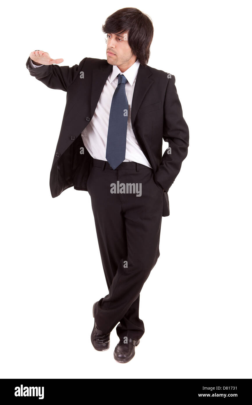 Young business man presenting your product Stock Photo - Alamy