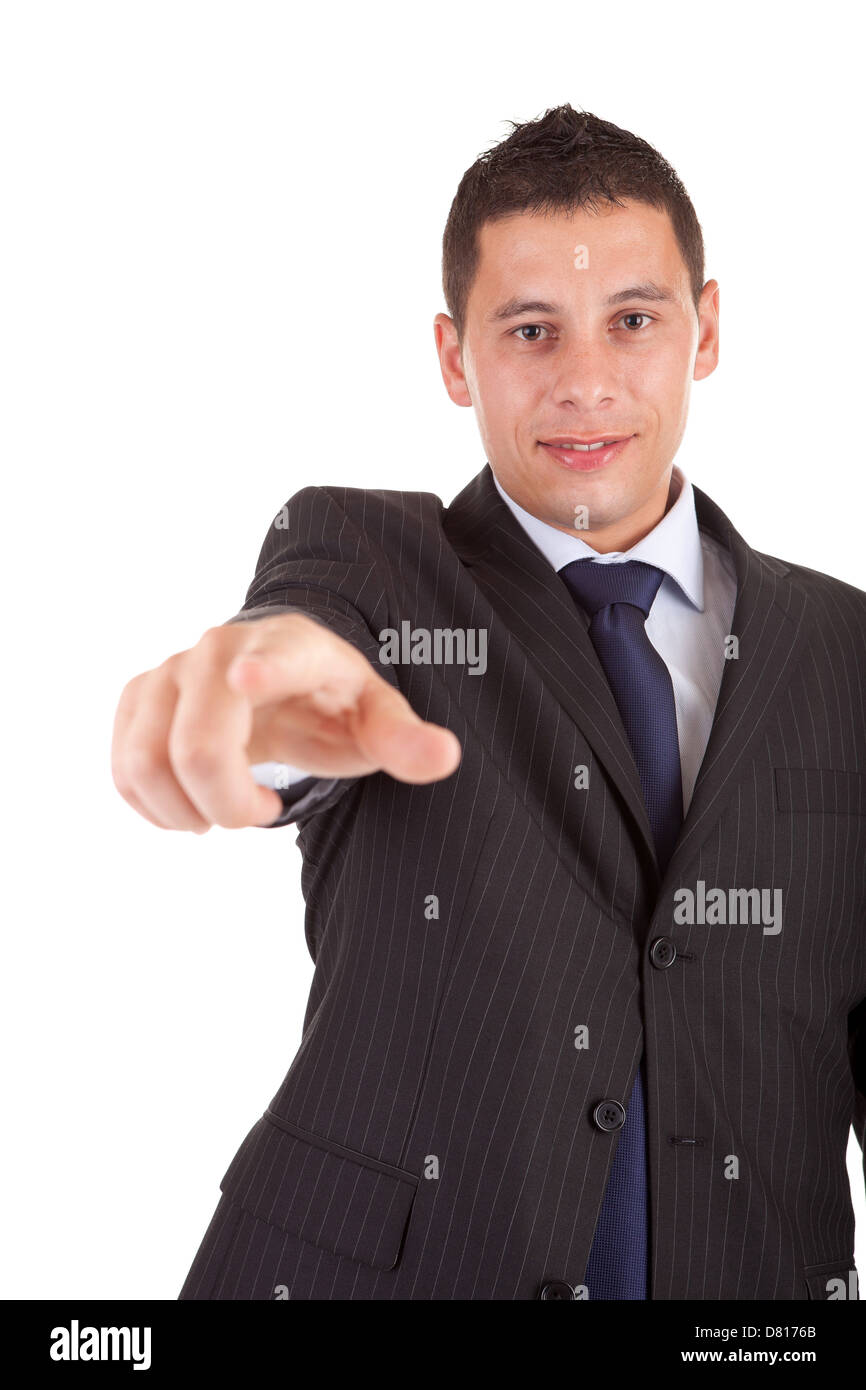 Young Business man, pointing forward Stock Photo - Alamy