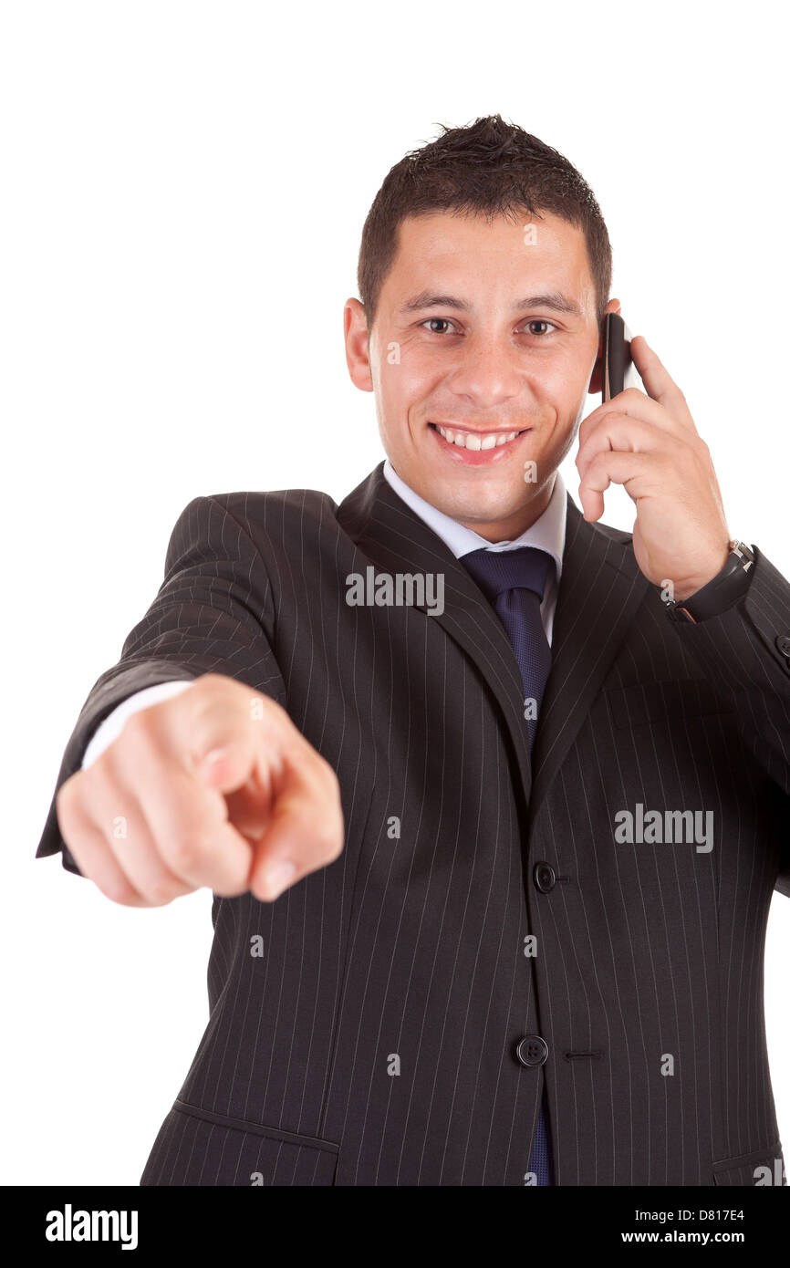 Young Business man, pointing forward Stock Photo - Alamy