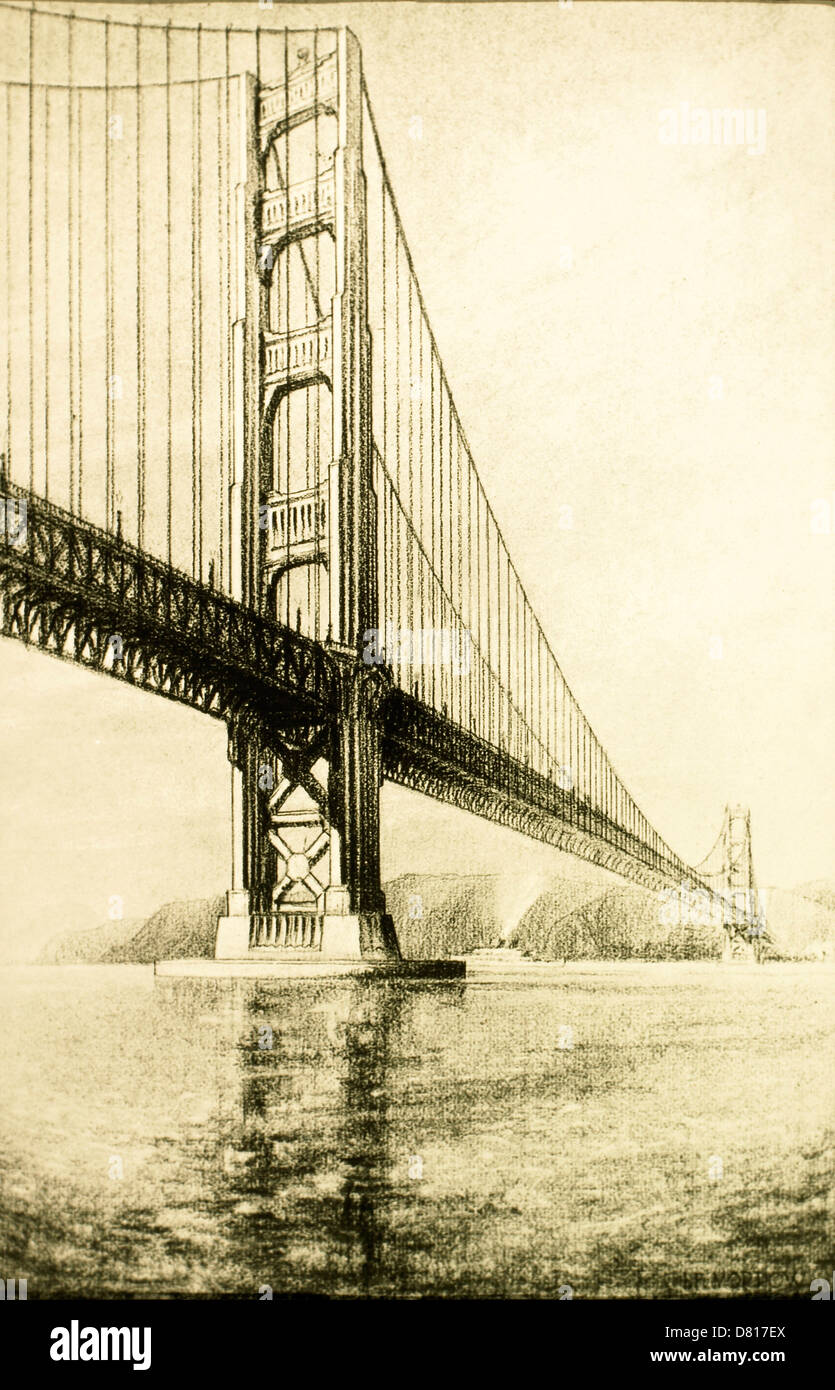 Drawing Of The San Fran Bridge Golden Gate Bridge San Francisco