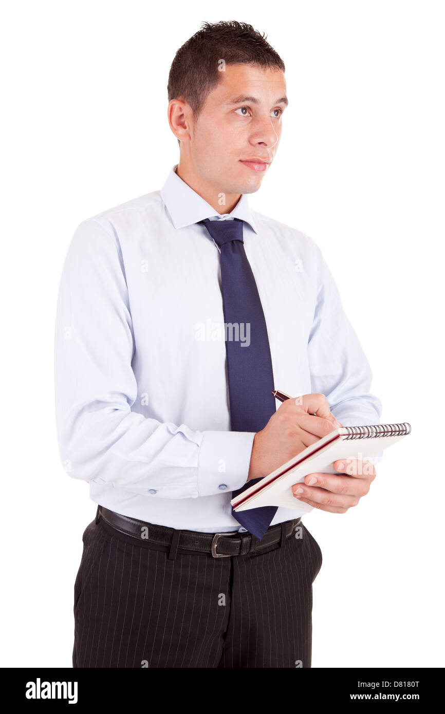 Engineer taking notes, isolated over white background Stock Photo - Alamy