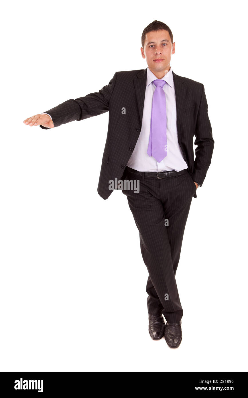 Young business man presenting your product Stock Photo - Alamy