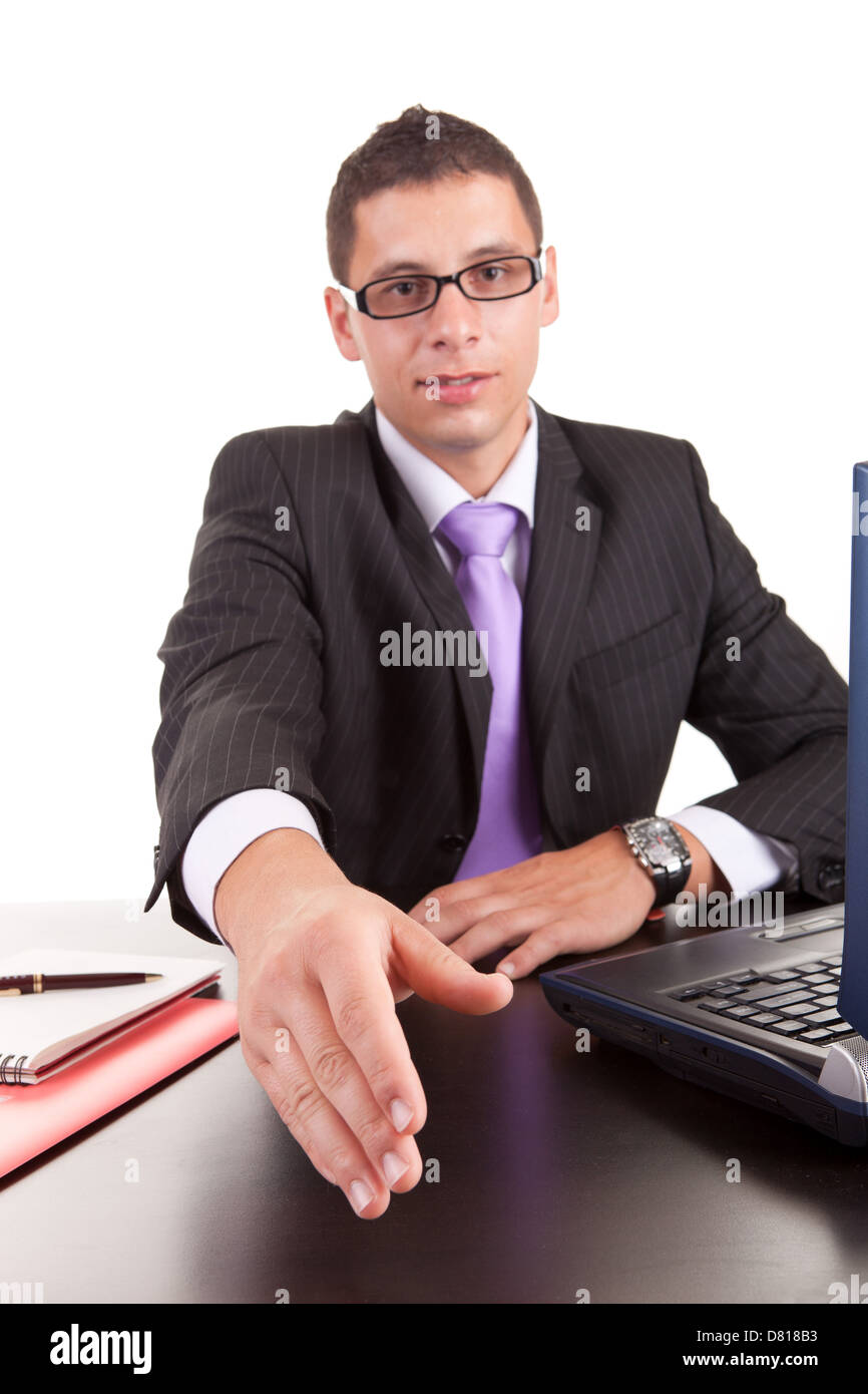Young business man offering handshake Stock Photo - Alamy