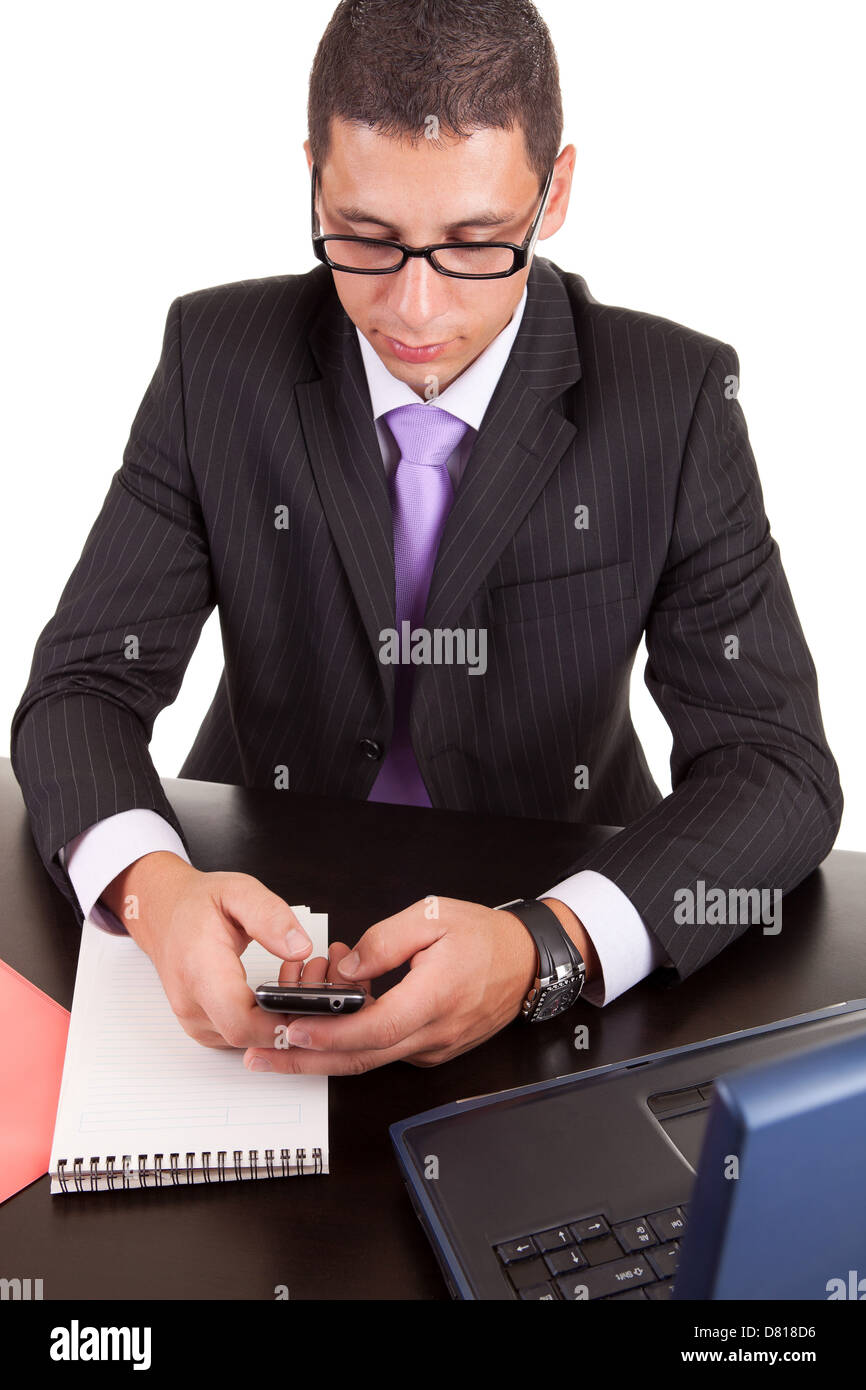 Young business man at work, isolated over white Stock Photo - Alamy