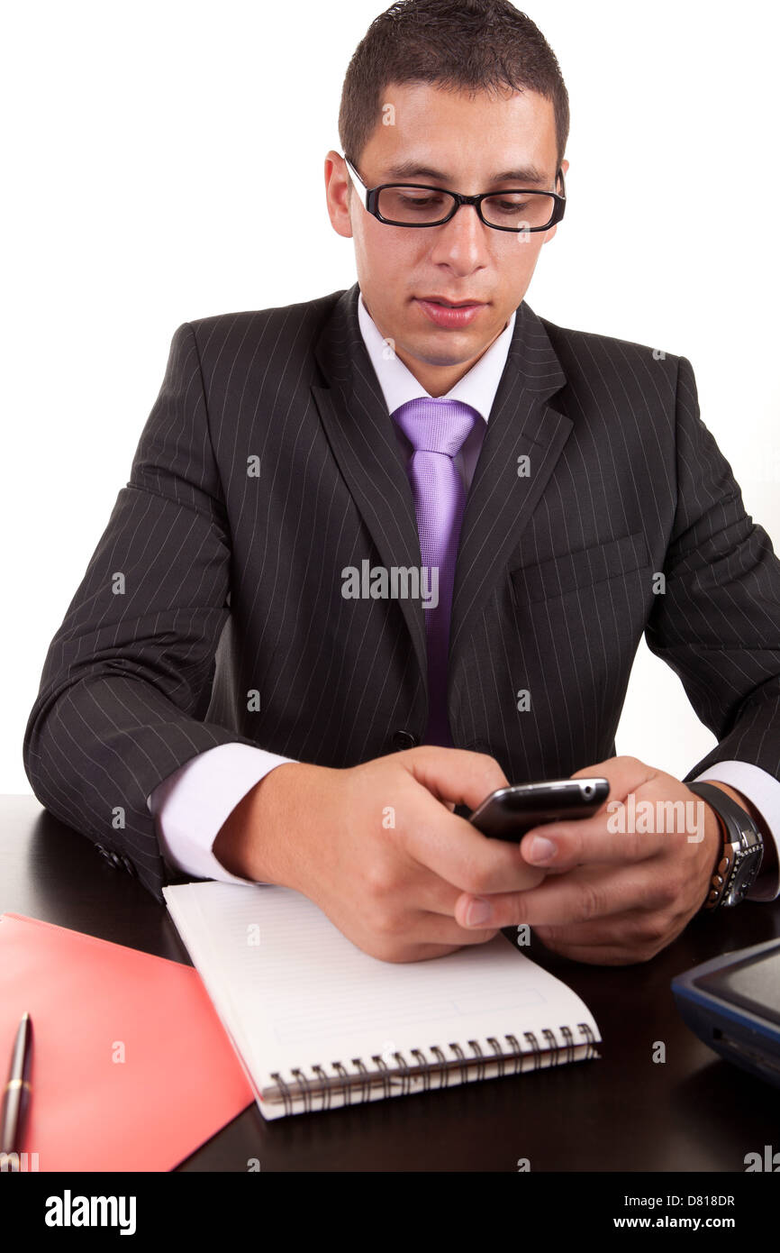 Young business man at work, isolated over white Stock Photo - Alamy