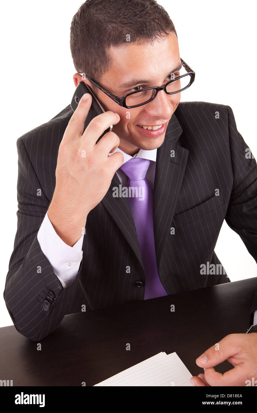Young business man at work, isolated over white Stock Photo - Alamy