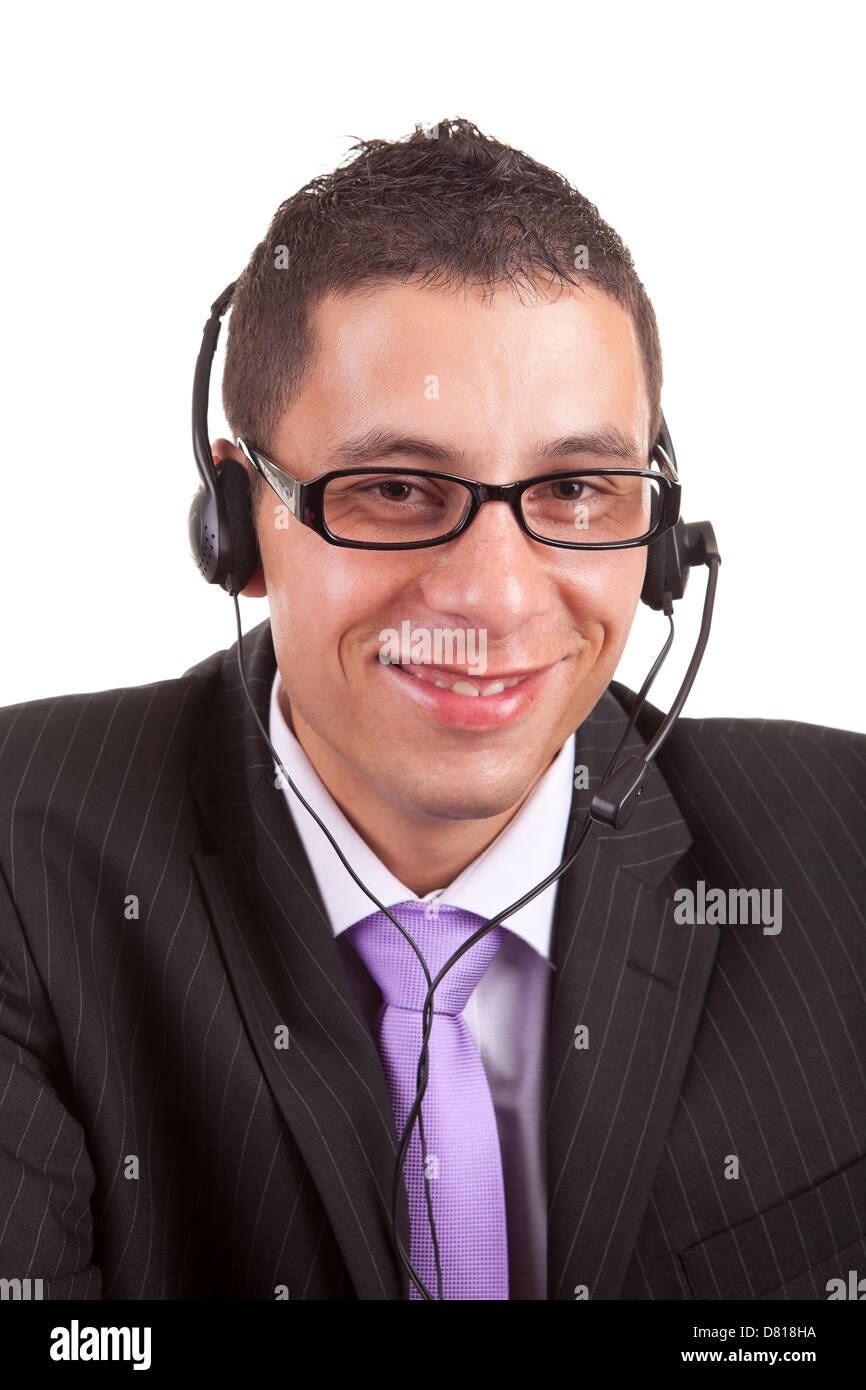 Young telephone operator at work Stock Photo - Alamy