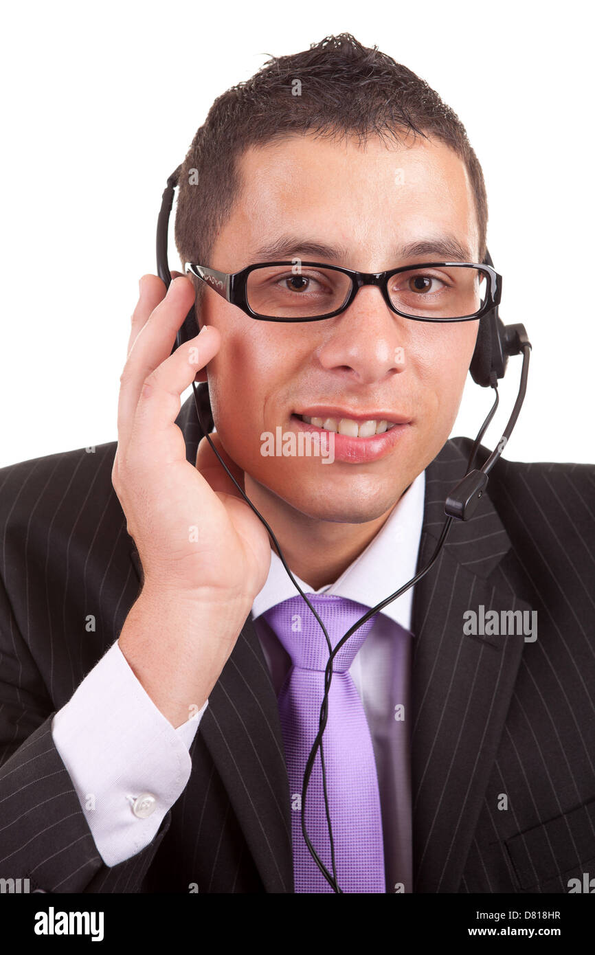 Young telephone operator at work Stock Photo - Alamy