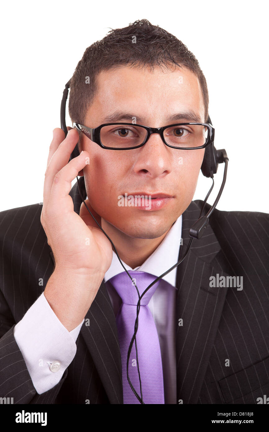 Young telephone operator at work Stock Photo - Alamy