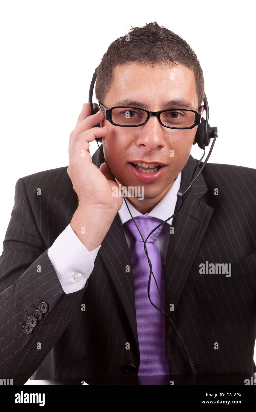 Young telephone operator at work Stock Photo - Alamy