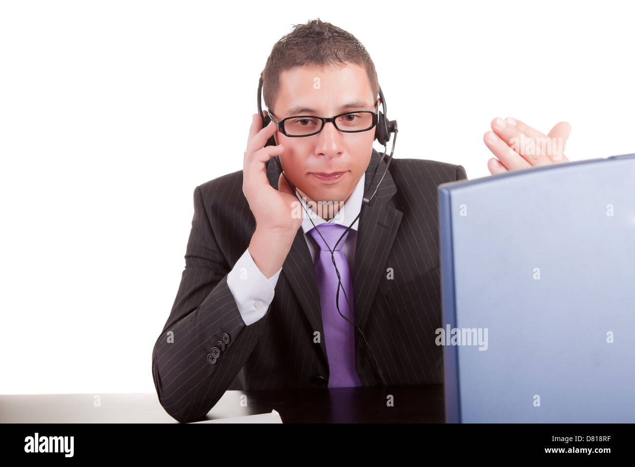 Young telephone operator at work Stock Photo - Alamy