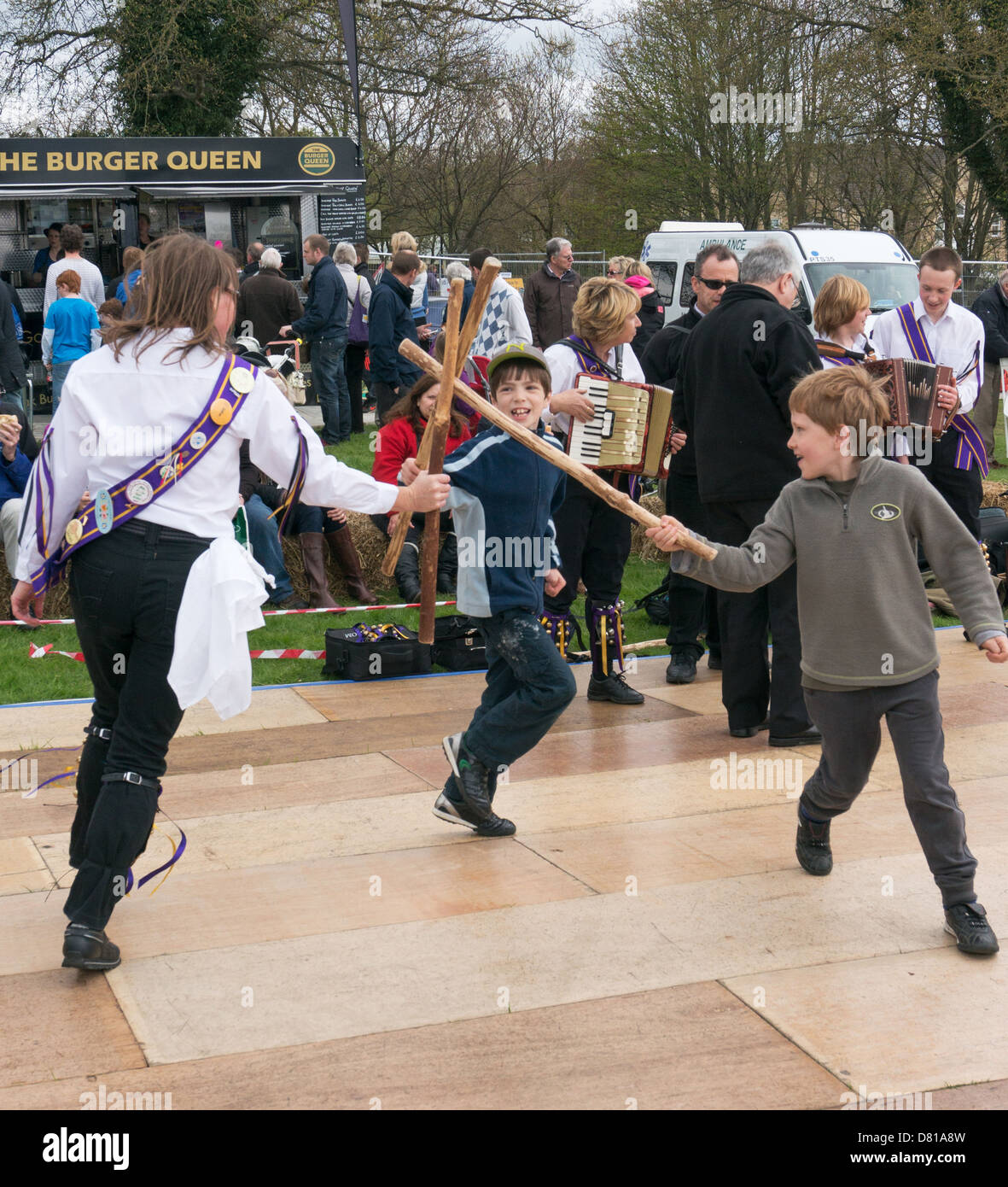 Morris dance group Kern from Durham, show children how to dance at the ...