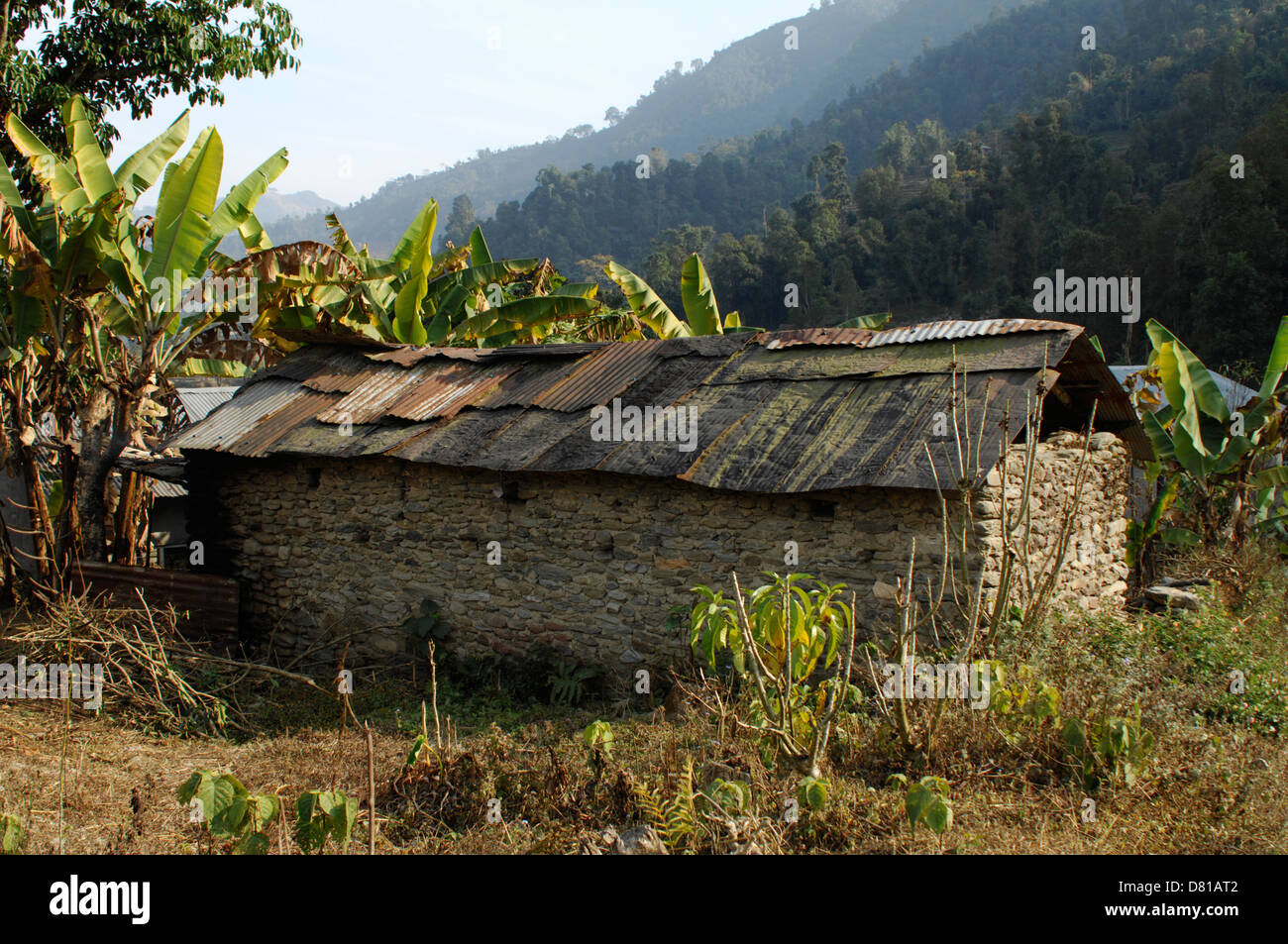 Nepal. typical small houses in Rural nepal Stock Photo - Alamy