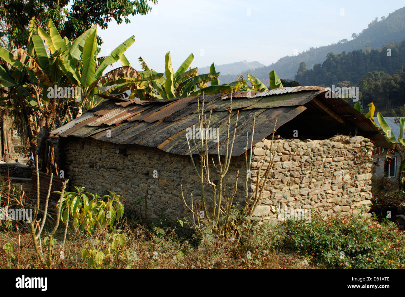 Nepal. typical small houses in Rural nepal Stock Photo - Alamy
