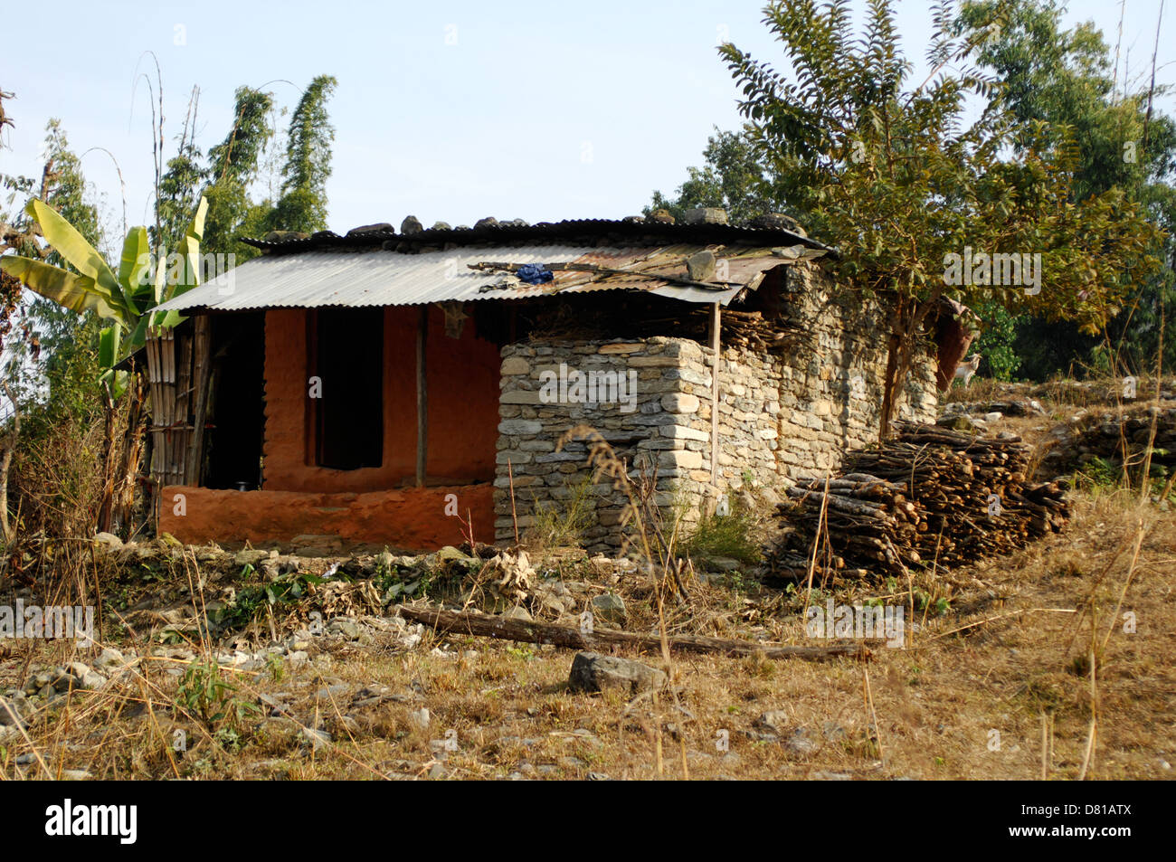 Nepal. typical small houses in Rural nepal Stock Photo - Alamy