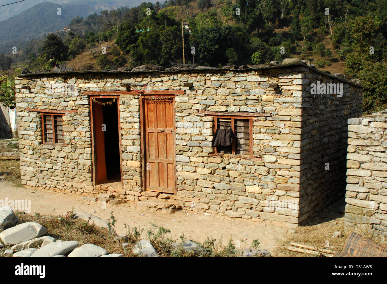 Nepal. typical small houses in Rural nepal Stock Photo - Alamy