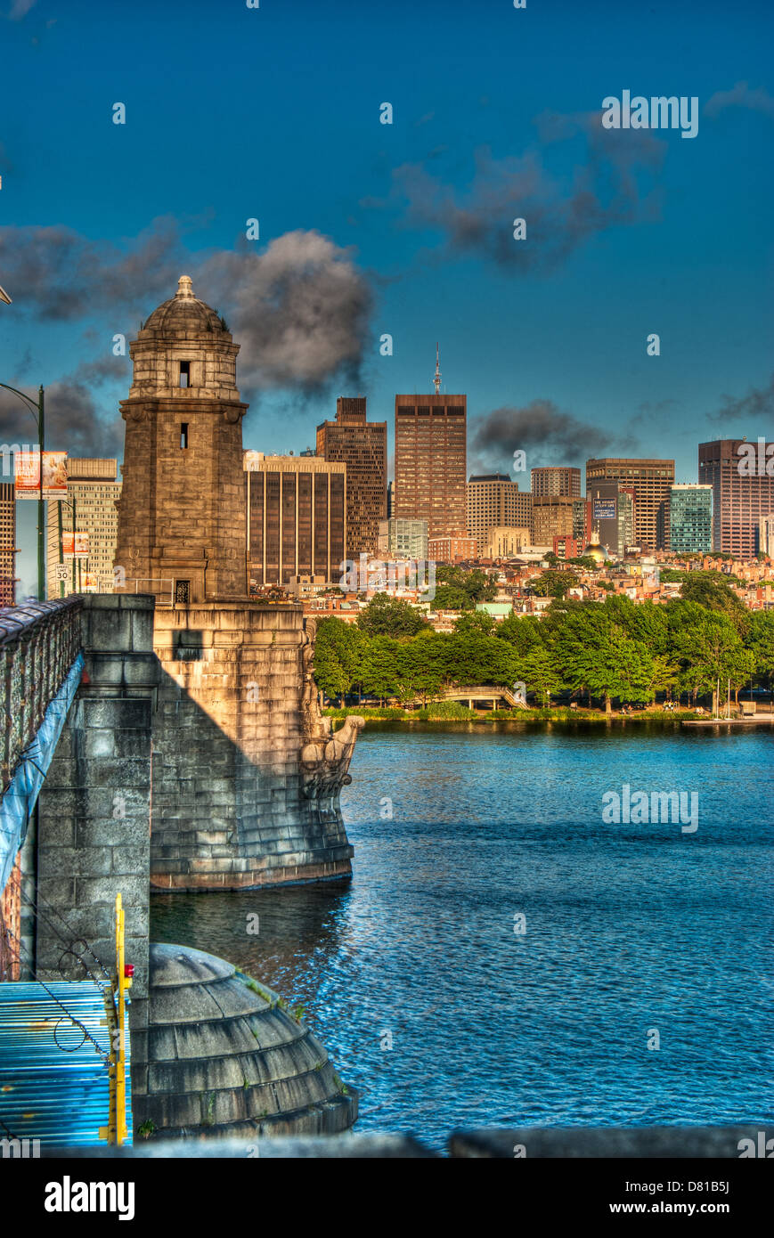 A HDR images looking across the Charles River in Boston towards Beacon ...
