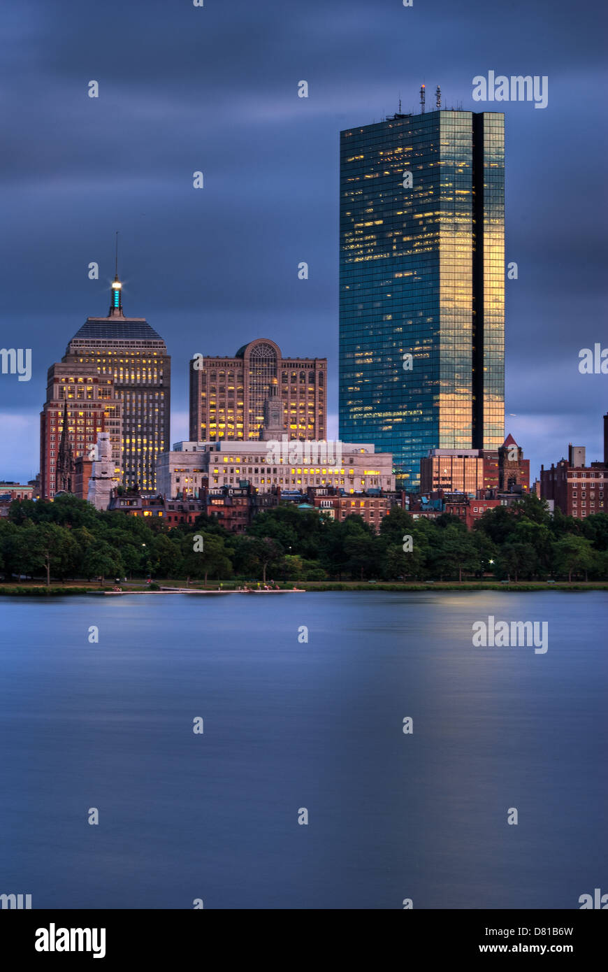 Long exposure vertical image of the Boston Skyline at sunset Stock ...