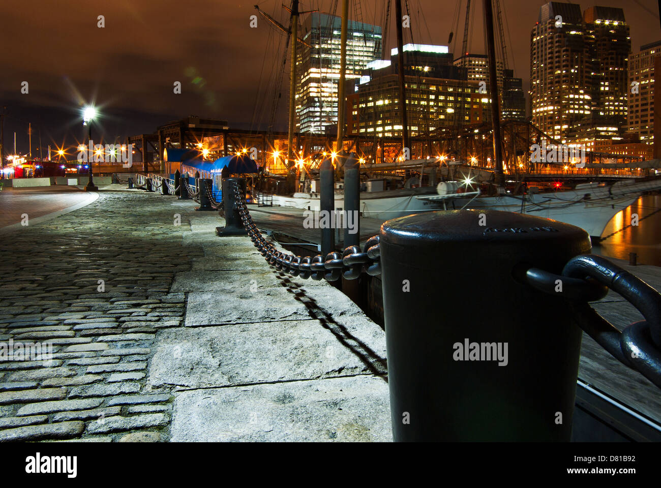 Boston's Rowe's wharf showing the granite walkways and the harbor ...