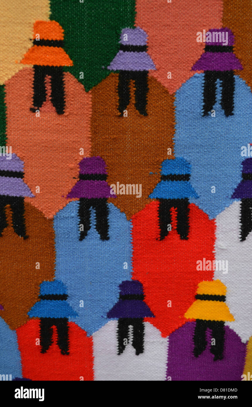 Inca style textiles for sale on a market in Pisaq, near Cuzco, Peru ...