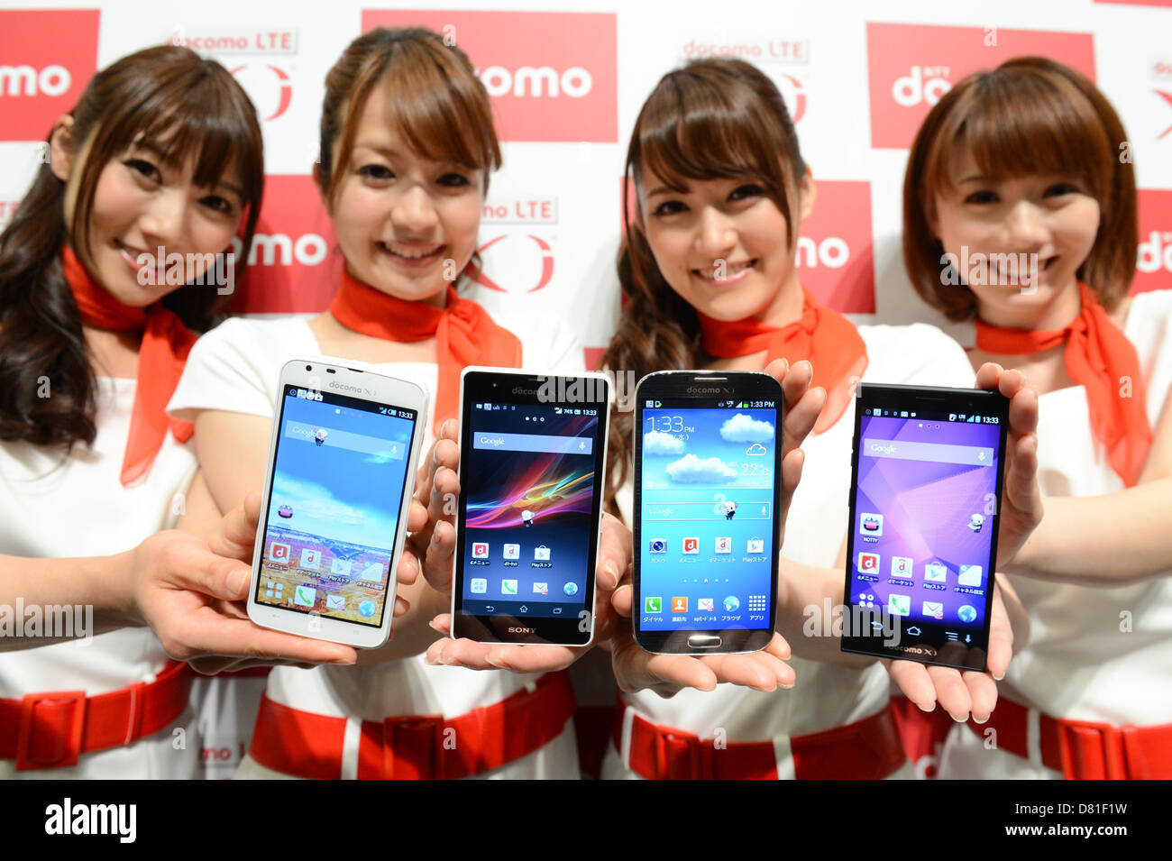 May 15, 2013, Tokyo, Japan - Models show a new lineup of NTT Docomo's ...