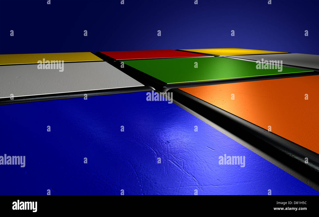 A perspective view of an extreme closeup of one side of a rubiks cube ...