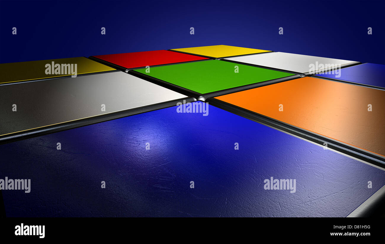 A perspective view of an extreme closeup of one side of a rubiks cube ...