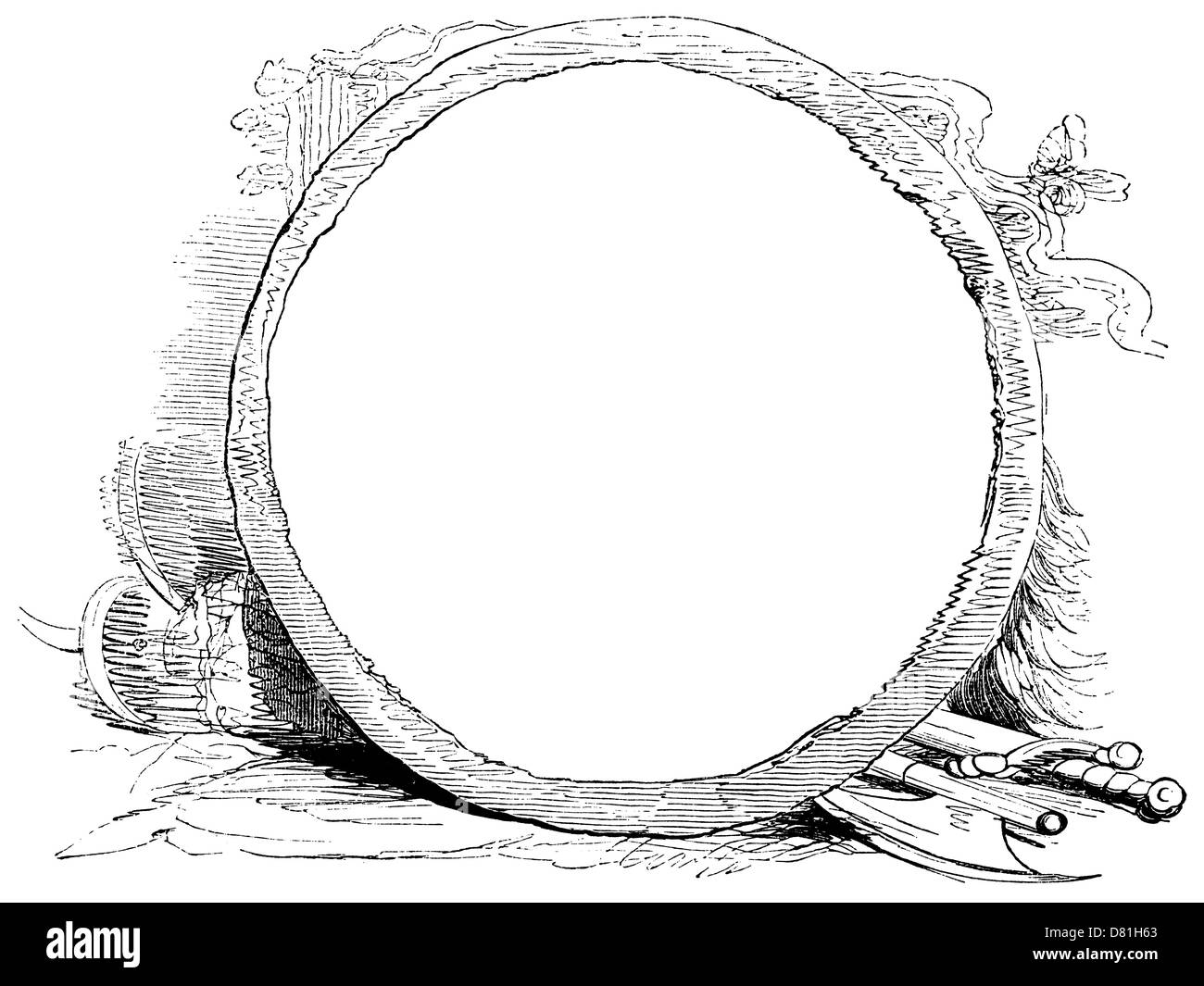 Circular Frame with Axe or Halberd, from 1840 Stock Photo - Alamy