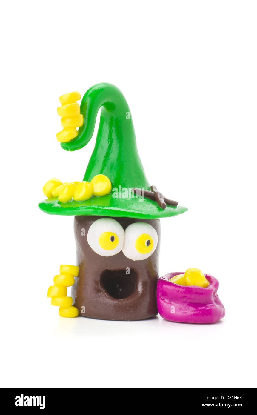 Handmade modeling clay figure with a bag full of money Stock Photo - Alamy