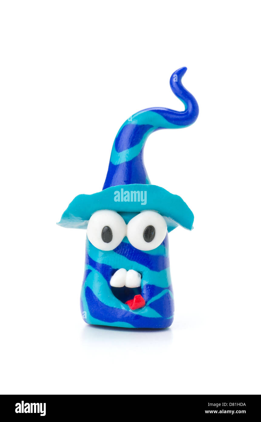 Handmade modeling clay figure with blue stripes Stock Photo - Alamy