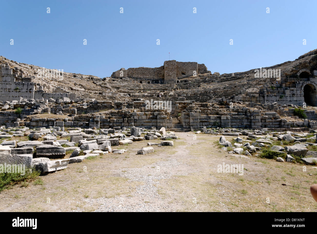 Miletus. Turkey. View of scattered ruins and the impressive Greco-Roman ...