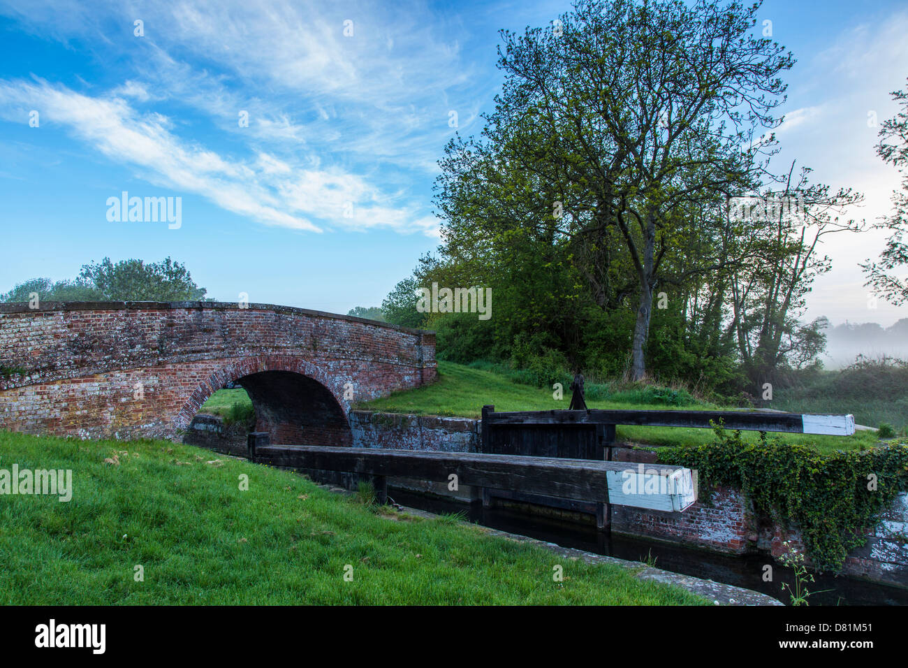 Bridge and Lock Gates on Chelmer and Blackwater Navigation Stock Photo ...