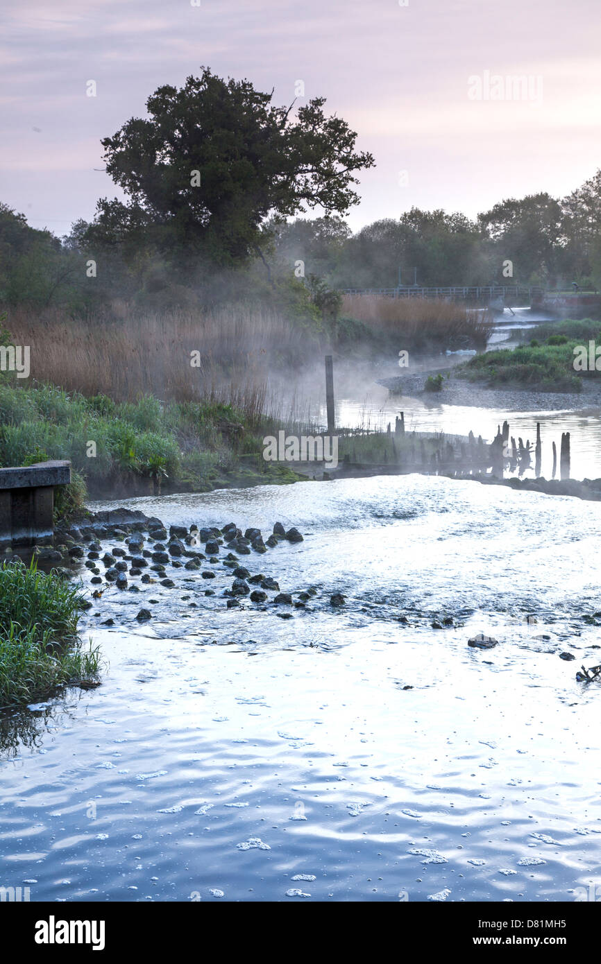 Misty Morning at Beeleigh Falls Stock Photo - Alamy