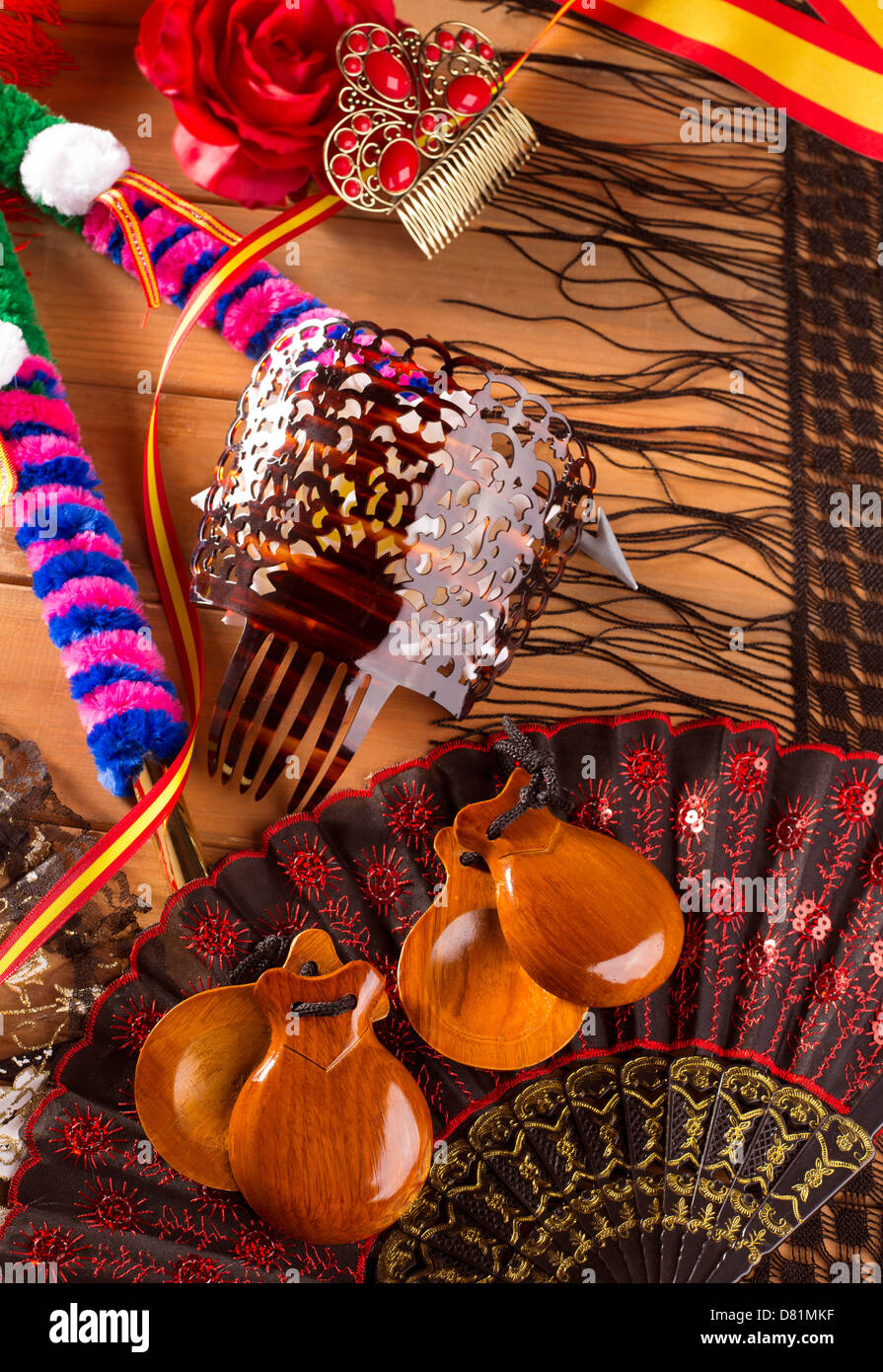 Espana typical from Spain with castanets rose fan bullfighter and ...