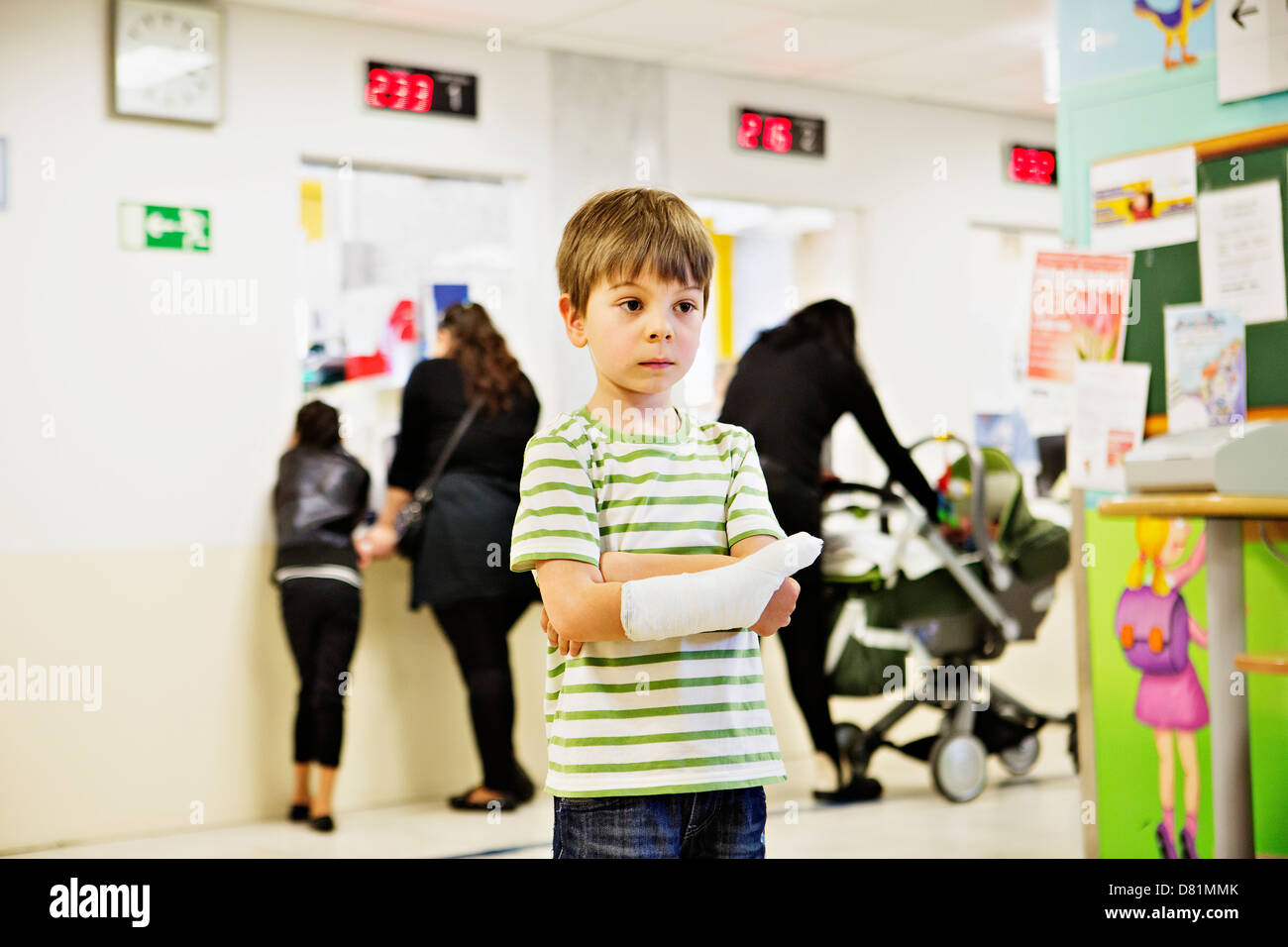 child kid boy accident injury broken bone arm hand plaster treatment ...