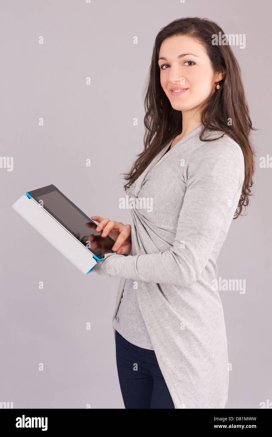 Beautiful girl digital tablet hi-res stock photography and images - Alamy