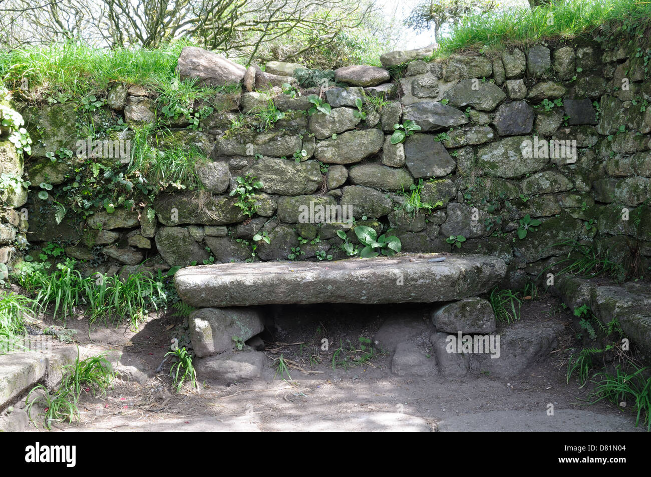 Alter at Madron Celtic chapel and Baptistry Cornwall England UK GB ...