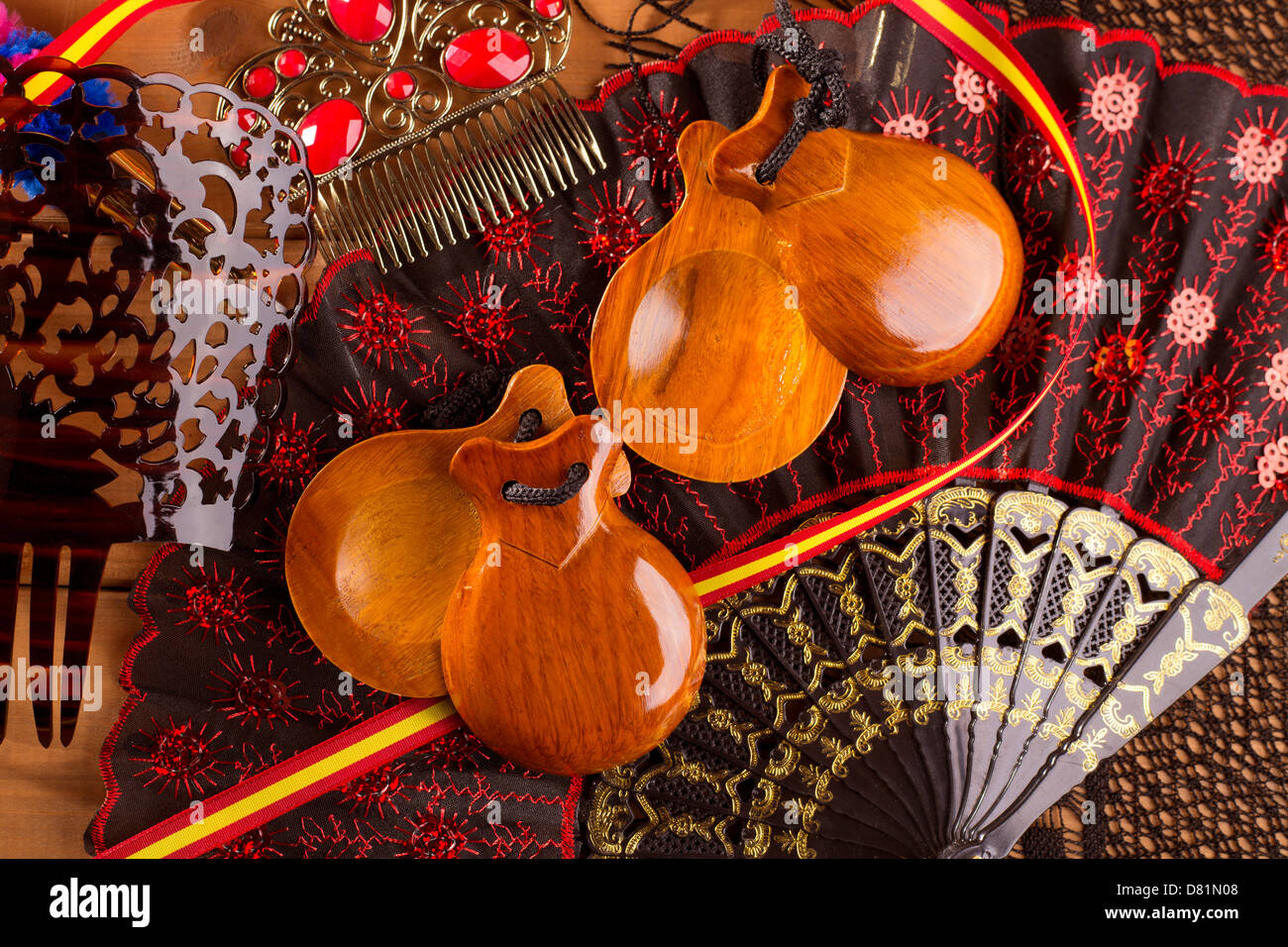 Espana typical from Spain with castanets rose fan bullfighter and ...