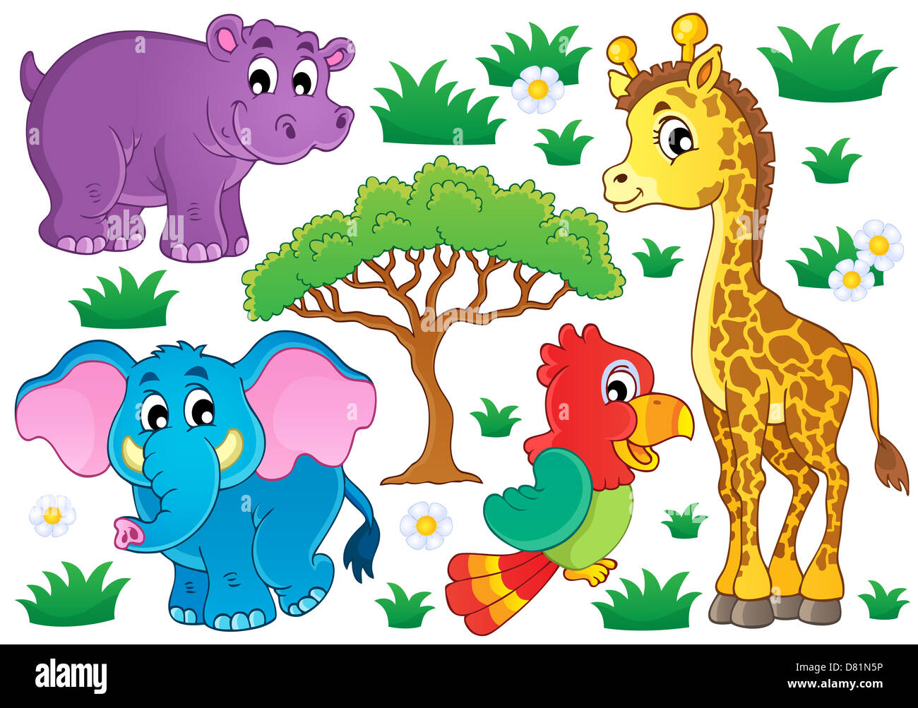 Cute African animals collection 1 - picture illustration Stock Photo ...