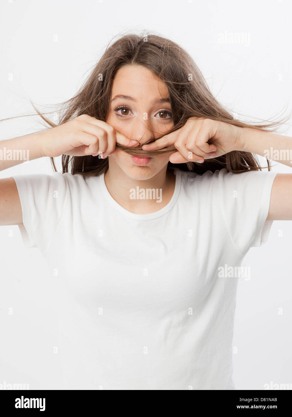 expression of a real young girl Stock Photo - Alamy