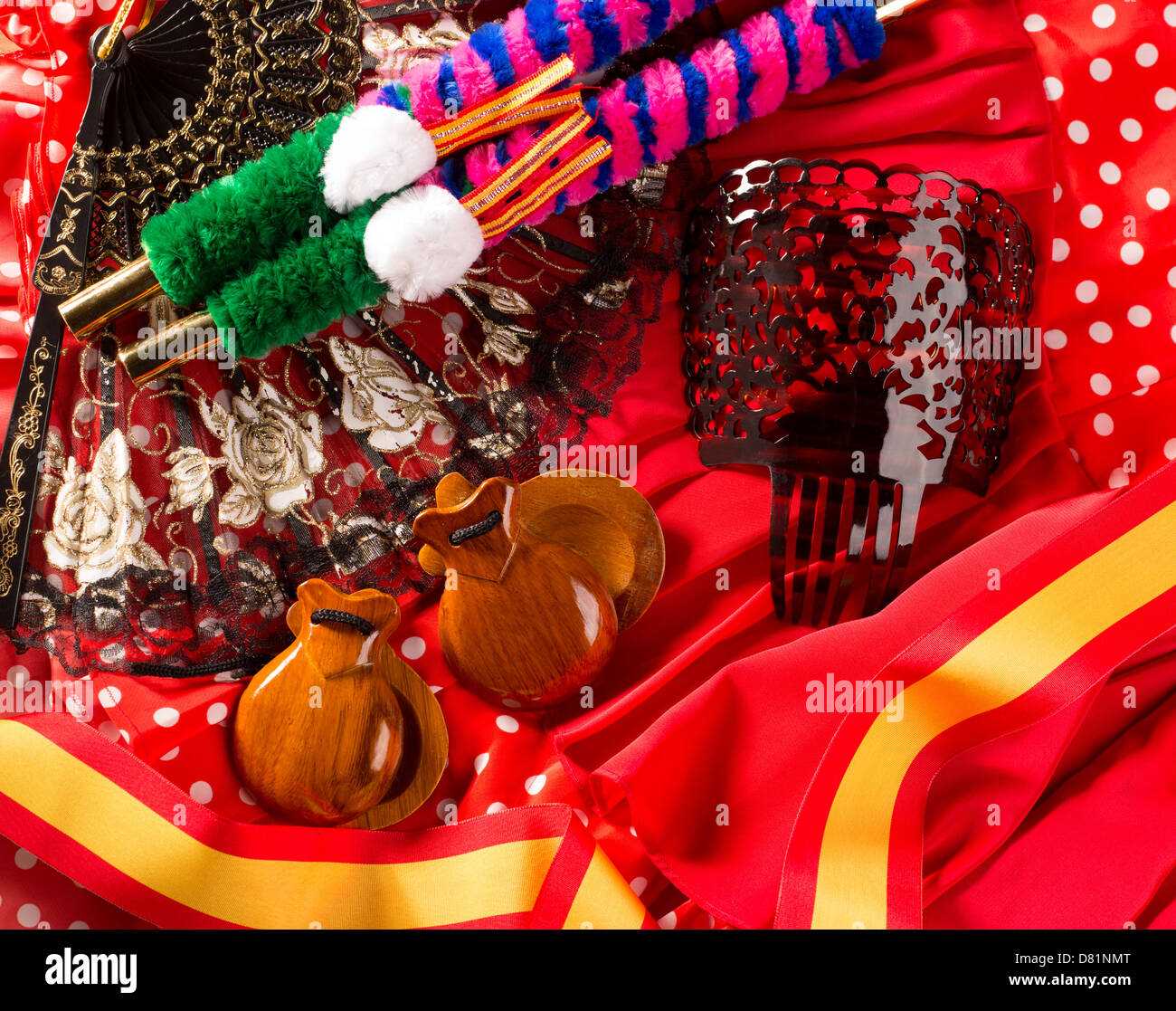 Espana typical from Spain with castanets rose fan bullfighter and ...