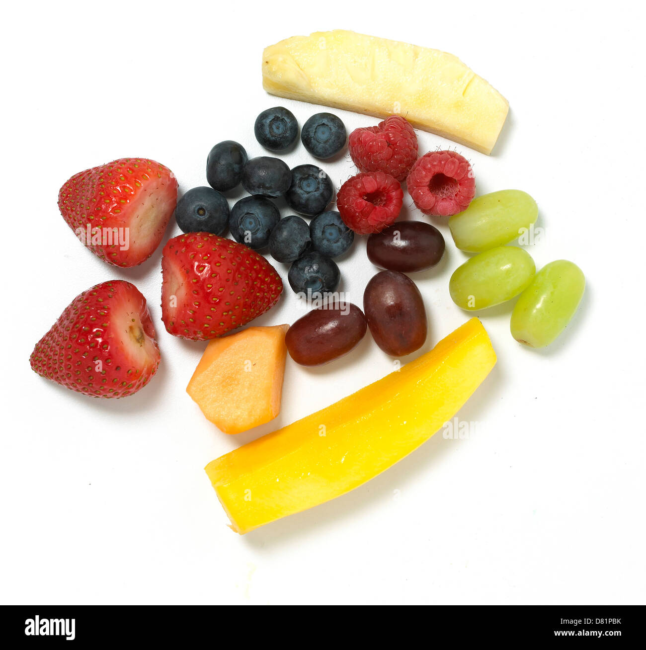 fruit and berry selection cut out onto a white background Stock Photo ...