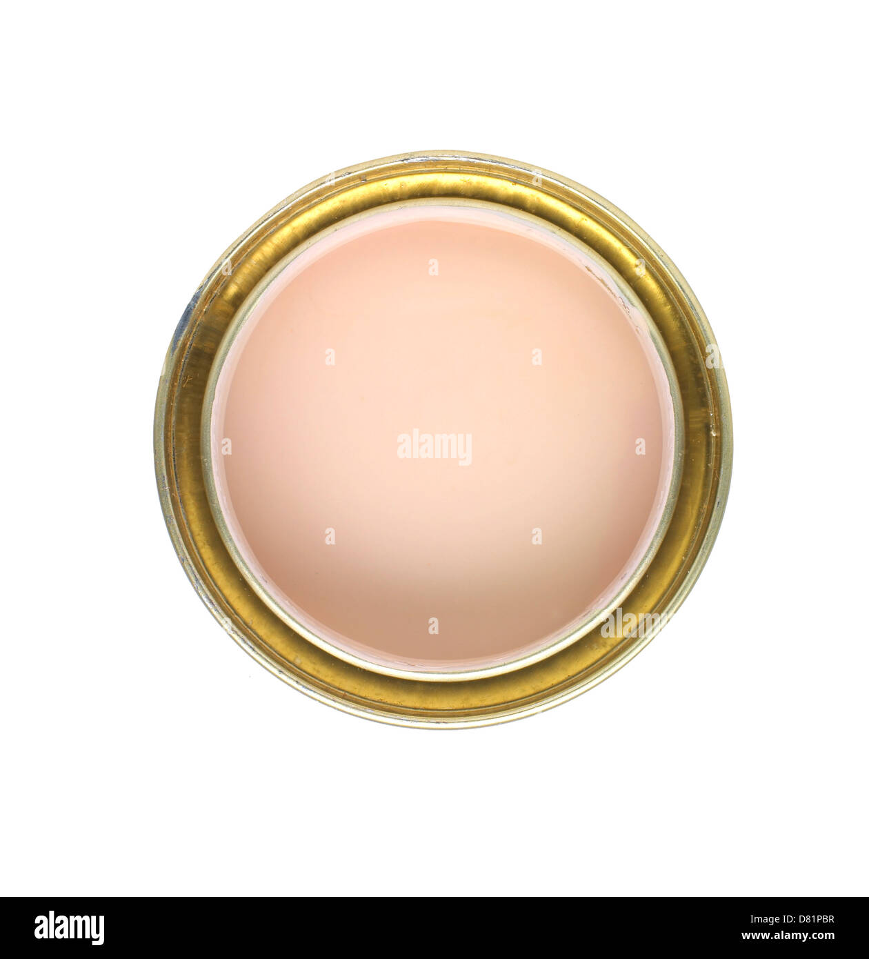 pot of pink paint shot from above cut out onto a white background Stock ...
