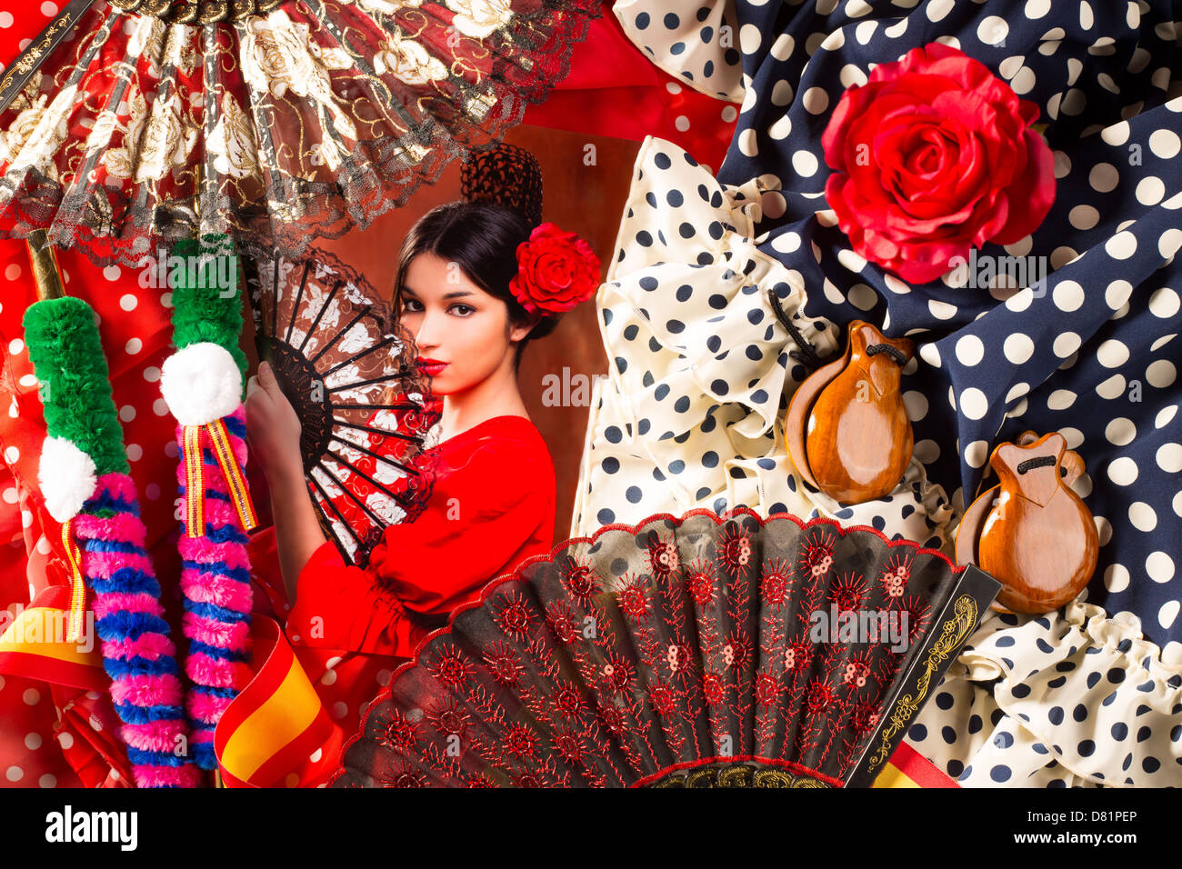 Beautiful spanish flamenco dancer castanets hi-res stock photography ...