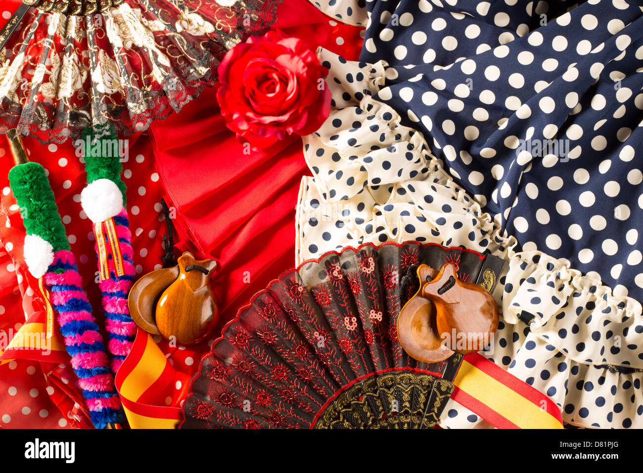 Espana typical from Spain with castanets rose fan comb bullfighter and ...