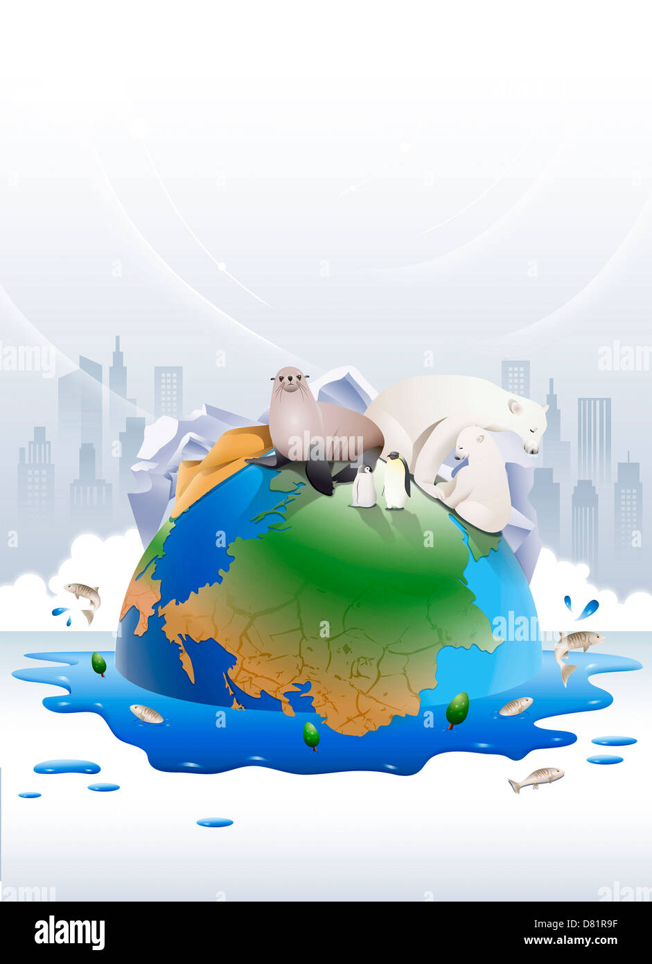 An illustration representing the impact of environmental damage Stock ...