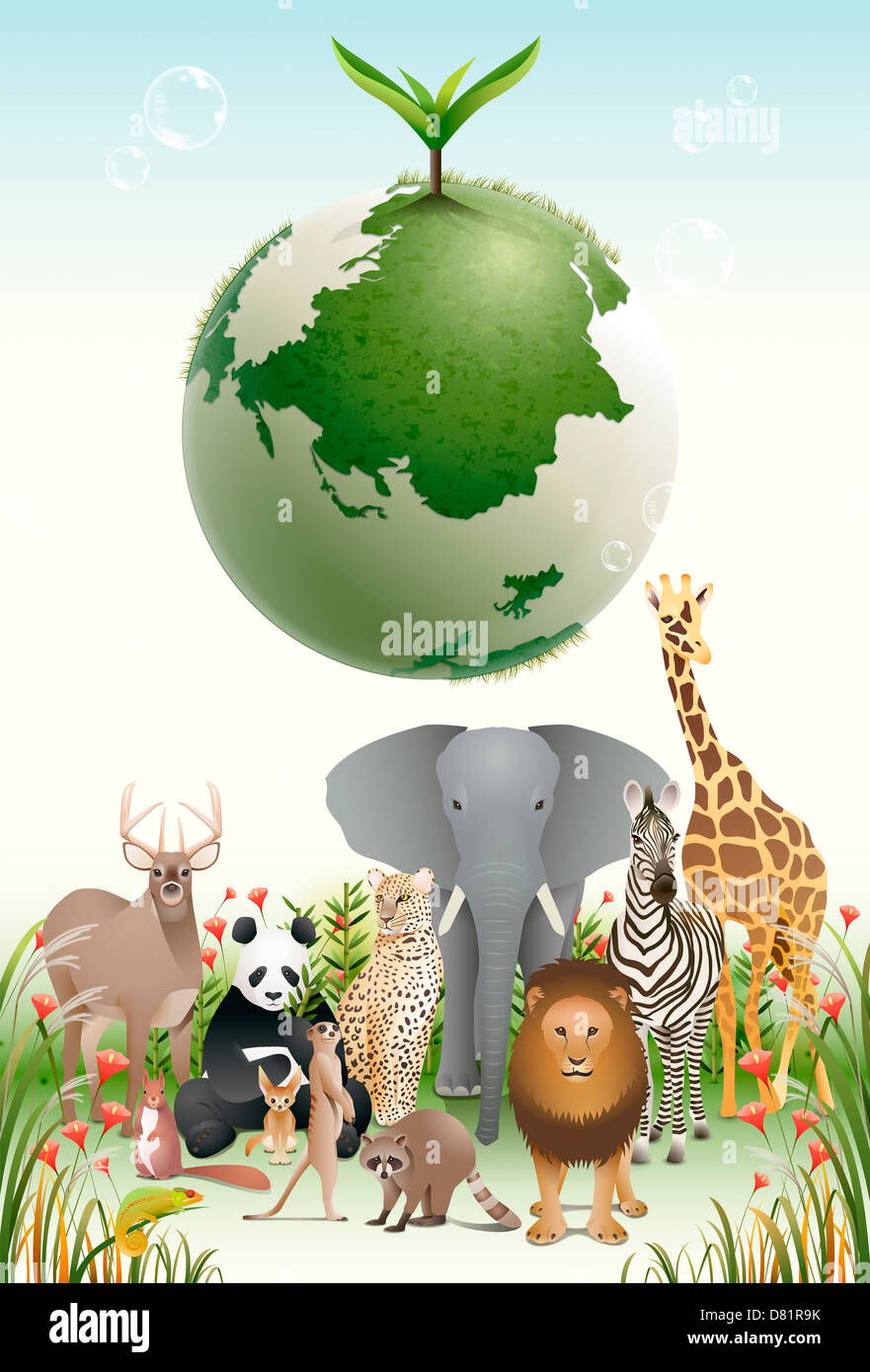 An illustration representing the impact of environmental damage Stock ...