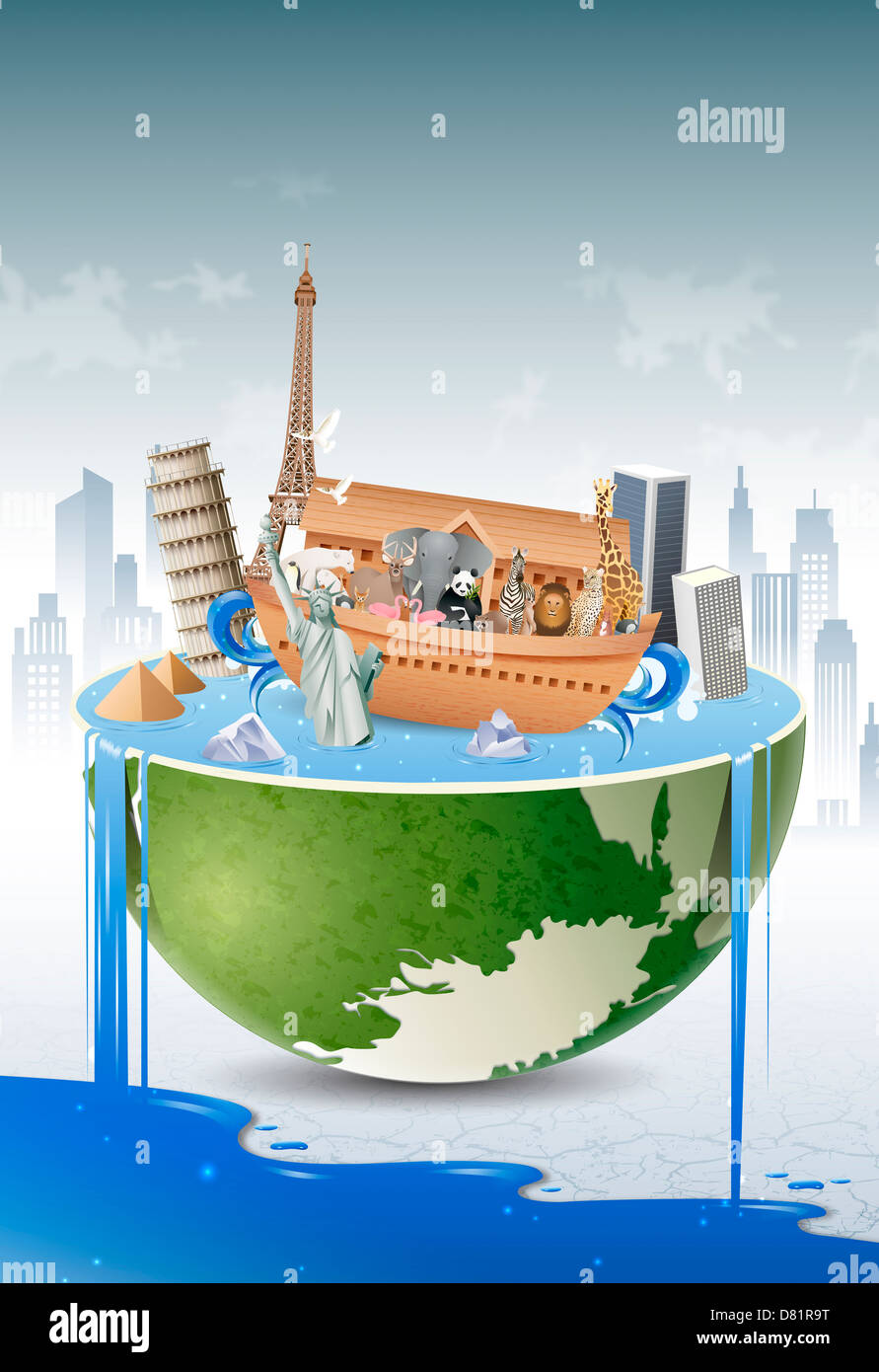 An illustration representing the impact of environmental damage Stock ...