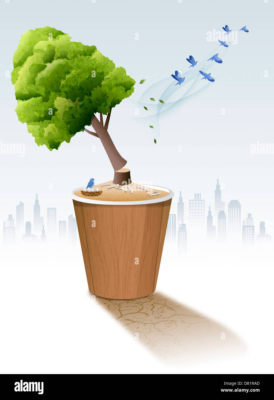 An illustration representing the impact of environmental damage Stock ...